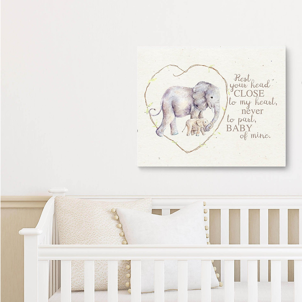 Darling Elephant Nursery Art Wall Print Dumbo Quote Rest Your Head Close to my Heart 11x14in