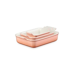 Le Creuset Stoneware Heritage Set 3 Rectangular Dishes, Peche