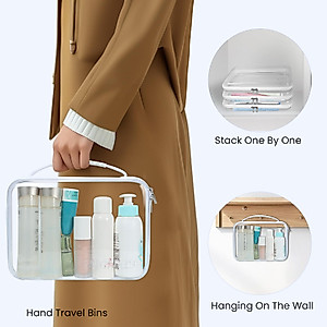 2Pack Zippered Hard Pouch, Clear Hard Shell Zipper Case, Clear Plastic Pouches Travel Bags for Kids, Storage for Building Blocks, Puzzles, Cosmetics, Crafting Supplies