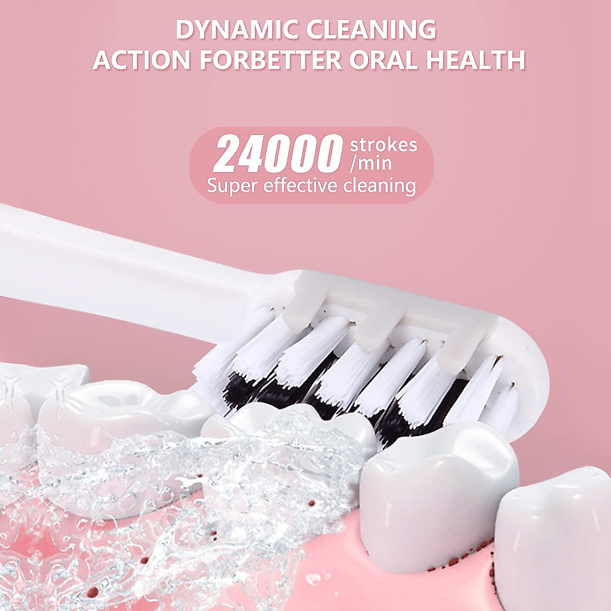 XFU Electric Toothbrush Kit for Adult, Battery Powered Traveling Toothbrush with Cover - 2 Modes with Smart Timer - 2 Soft Dupont Brush Heads and Waterproof IPX7 (Rose Gold)