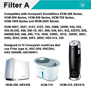 Lemige 6 Pack HAC-504 Humidifier Filters for Honeywell Humidifier HAC-504, HAC-504AW, HAC504V1, HCM350, HCM-350W, HCM-300T, HCM-315T, HCM-600, HCM-710, Replacement Filter A,