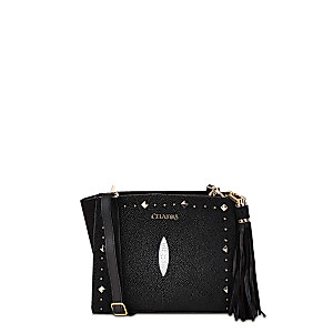 Cuadra Women's Crossbody Bag in Genuine Stingray Leather Black, BO331MA