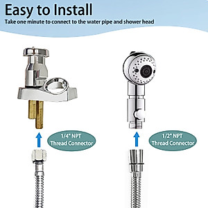 2 Packs Shampoo Bowl Hose, 1/2" Thread to 1/4" Thread Nut Stainless Steel Shampoo Hose for Professional Salon Shampoo Bowl, Sink Faucet and Sprayer Head Replacement Part