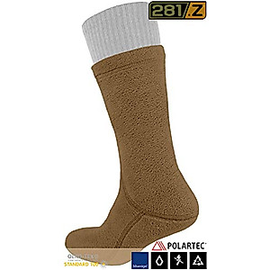 281Z Hiking Warm 8 inch Boot Liner Socks - Military Tactical Outdoor Sport - Polartec Fleece Winter Socks (Small, Coyote Brown)