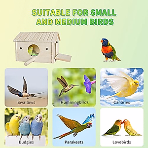 HiCaptain Large Parakeet Nesting Box, Natural Wood Bird Breeding Nest Box for Cockatiel, Lovebird, Budgie, Parrot and Small to Medium Birds (9.2"x6.5"x6.9")- Large