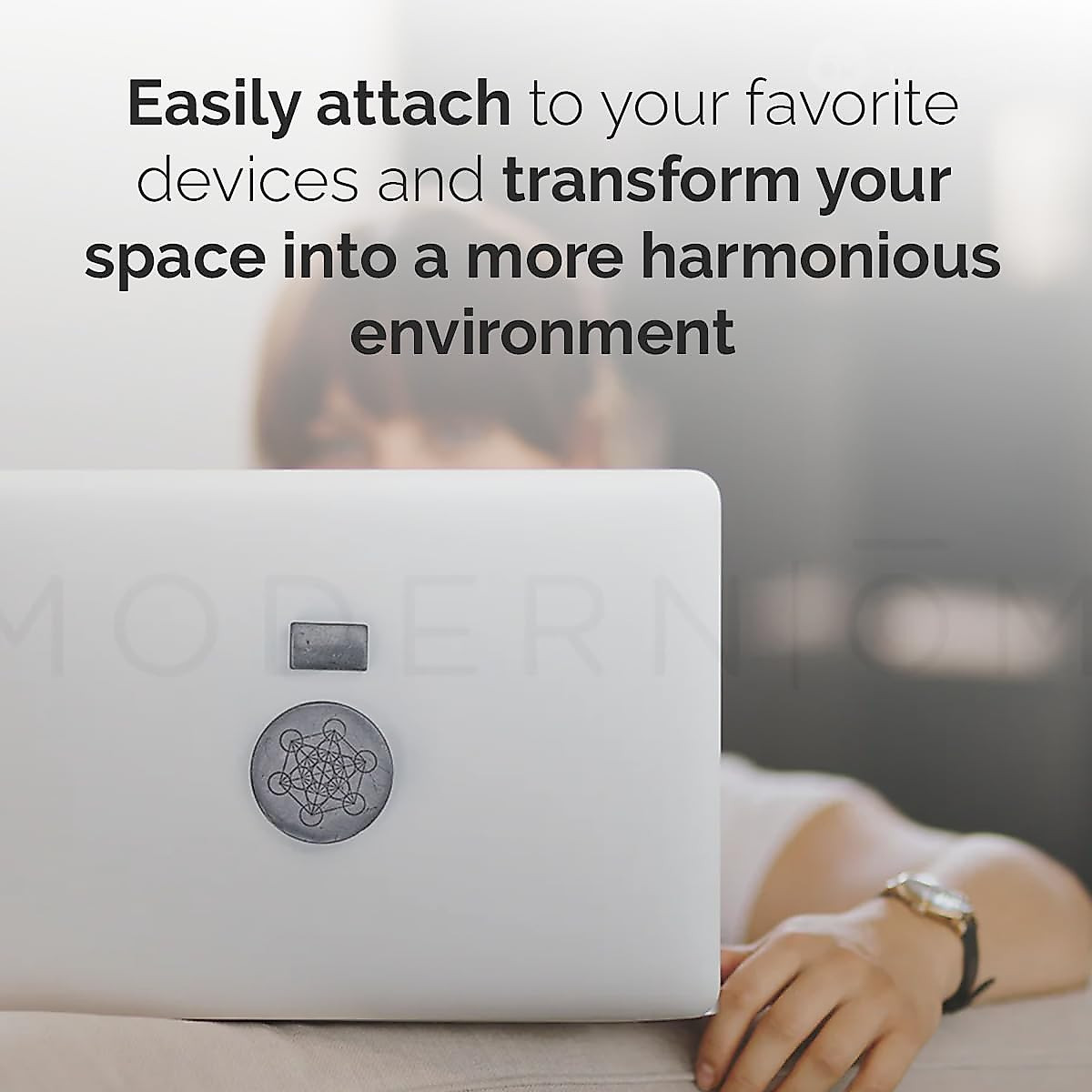 Shungite Plates for Cell Phones, Tablets, Laptops | Shungite Stone Stickers for Electronics with Sacred Geometry – Set of 2, Large Plate with Metatron’s Cube