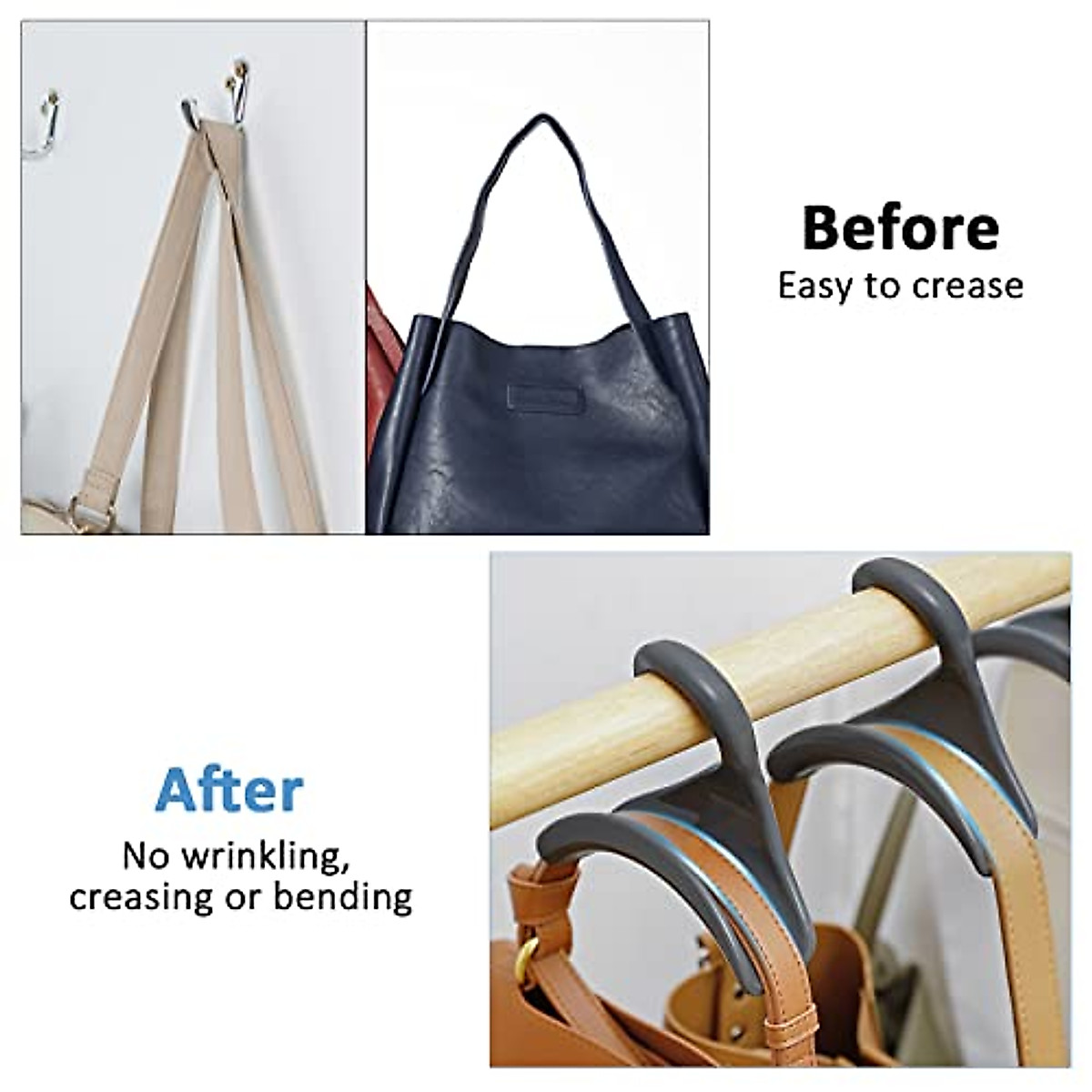 DricRoda Purse Handbag Hanger Hook, Purse Handbag Closet Organizer Storage Hook, Portable Plastic Closet Rod Hanger Rack Holder for Purses Bags Hats Ties Silk Scarves Belts, Space Saving, 6 Pack