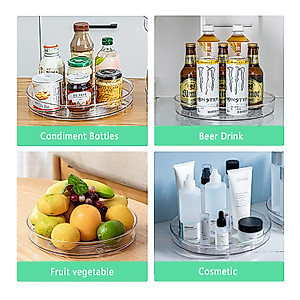 Roninkier Clear Lazy-Susan Turntable Organizer - Rotating Storage Turntable for Kitchen, Pantry, Cabinet, Refrigerator, 11-Inch Lazy Susan with 5 Removable Bins and 2-Pack 11-Inch Lazy Susan