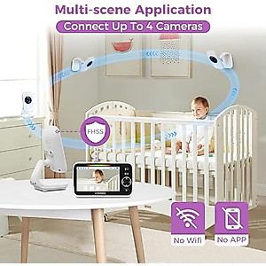 VTimes Baby Monitor Video Baby Monitor with Camera and Audio No WiFi 5" LCD Screen, Two-Way Audio, Night Vision,1000ft Range, 2X Zoom Temperature Display, Lullaby Elderly Pet