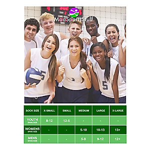 MadSportsStuff Crazy Love Volleyball Hearts Crew Socks (Black/White, Medium)