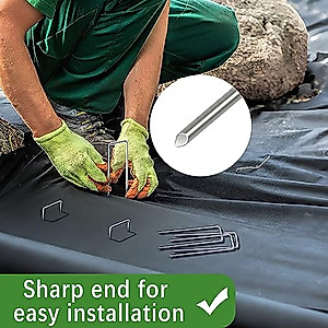 HOUYA 50 Pack Landscape Staples 4 Inch 12 Gauge Garden Stakes Galvanized Garden Staples Pins Anti-Rust Ground Stakes for Weed Barrier, Irrigation Tubing, Yard Lawn, Landscape Fabric