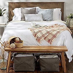 DII Modern Farmhouse Plaid Collection Cotton Fringe Throw Blanket, 50x60, White/Vintage Red