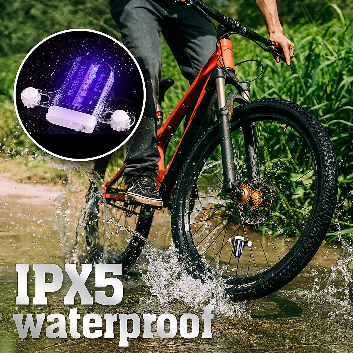 Bike Wheel Lights, Bike Spoke Lights Bicycle Wheel Lights Bike Lights for Wheels Double-Sided 14pcs LED Colorful 30 Changes Patterns Bike tire Lights Bike tire Accessories (Black 14LEDs-2pieces)