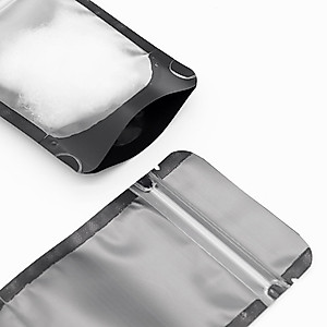 QQ Studio Pack of 100 Translucent Front Matte Black Poly Plastic Resealable Bags (0.8oz (3" x 5"), Stand-Up Pouch)