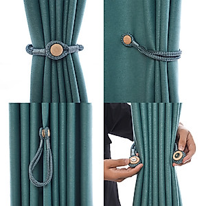 2 PCS Curtain Rope Holdbacks,Magnetic Curtain Tiebacks Magnetic Curtain Rope Holdbacks Handmade Curtain Tie Backs Elegant Curtain Rope Holdbacks