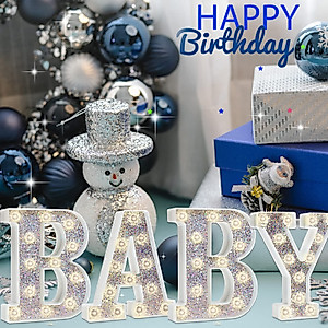 LED Marquee Letter Lights, Light Up Silver Diamond Alphabet Marquee Letters Sign Glitter Silver Party Decorations Girls Birthday Gifts Bedroom Night Light Wedding Bar Christmas Decor, Bling Letter A