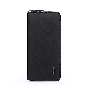 WOOLALA Mens Wallet Waterproof Canvas Zipper Arrounded Large Capacity Accordion Folded Cash Cards Phone Holder Long Wallet