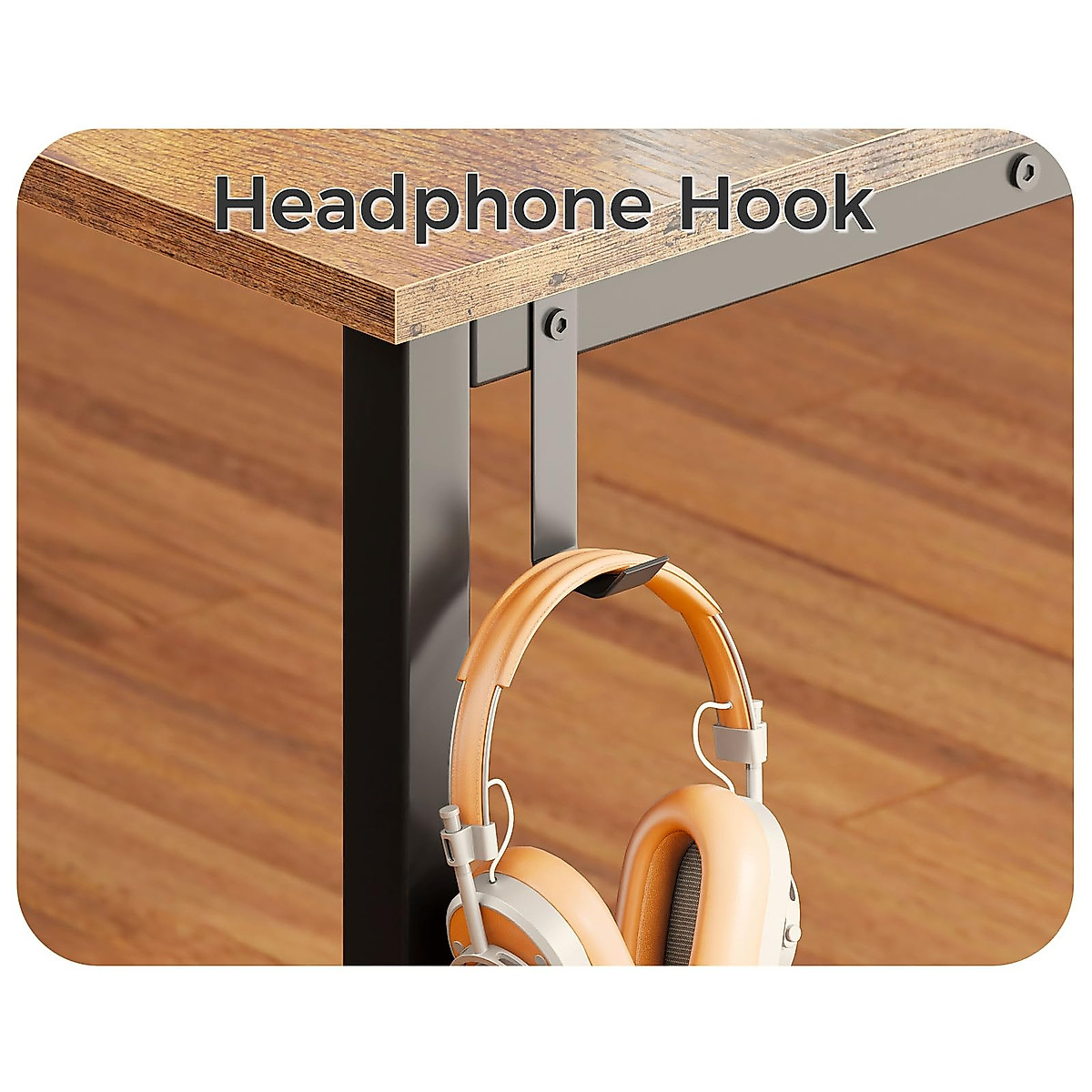 Casaottima 40 inch Computer Desk, Modern Simple Style Desk for Home Office, Study Student Writing Desk with Charging Station Outlets Built in, Rustic