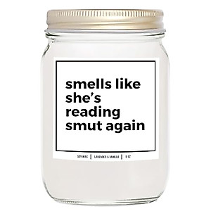 YouNique Designs Smut Candle 8oz - Smut Book Lovers Gifts - Smutty Book Lovers Gifts Ideas, Funny Smut Reader Gifts - Smut Gifts, Smutty Book Gifts - Smut Book Merch (Lavender & Vanilla)