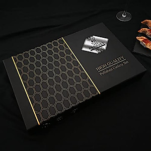 Uk_18_knife 24Pcs Rainbow Flatware Set Dinnerware Cutlery Set Stainless Steel Restaurant Silverware Tableware Steak (Color : Red Gold)