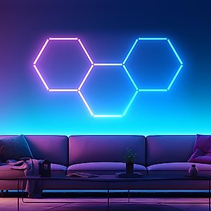 lylunnamsp RGB LED Hexagon Lights, LED Ceiling Light Hexagon 170W 19550LM, 3 Grids DIY Hexagon Led Lights, 6500K Ultra Bright, Easy Install, Durable Design for Garage, Party, Gym, Bar