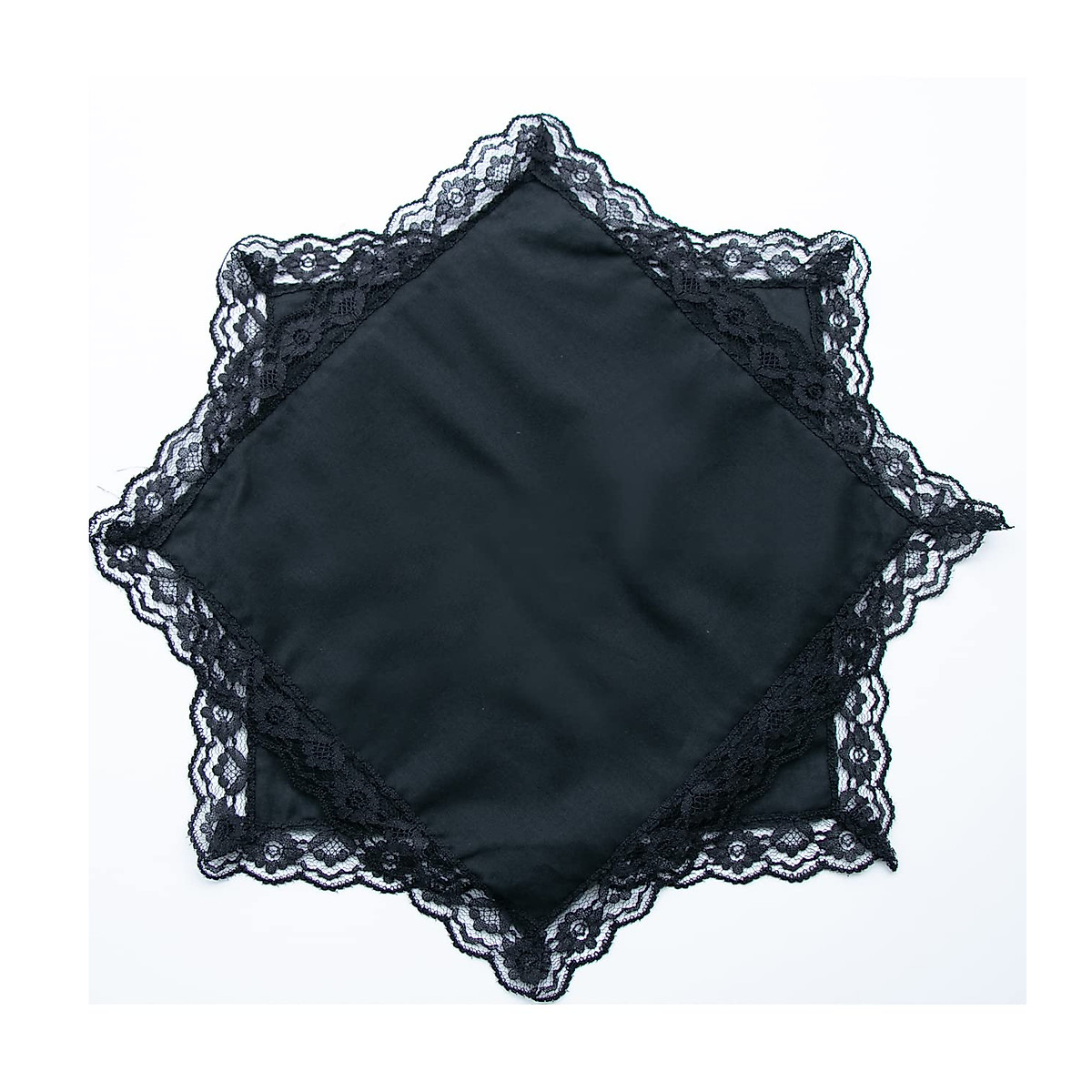 SrffbreMeOly Woemsn Handkerchiefs White Soft Cotton Embroidery Black Ladies Lace Hankies Black 3Pieces black One Size