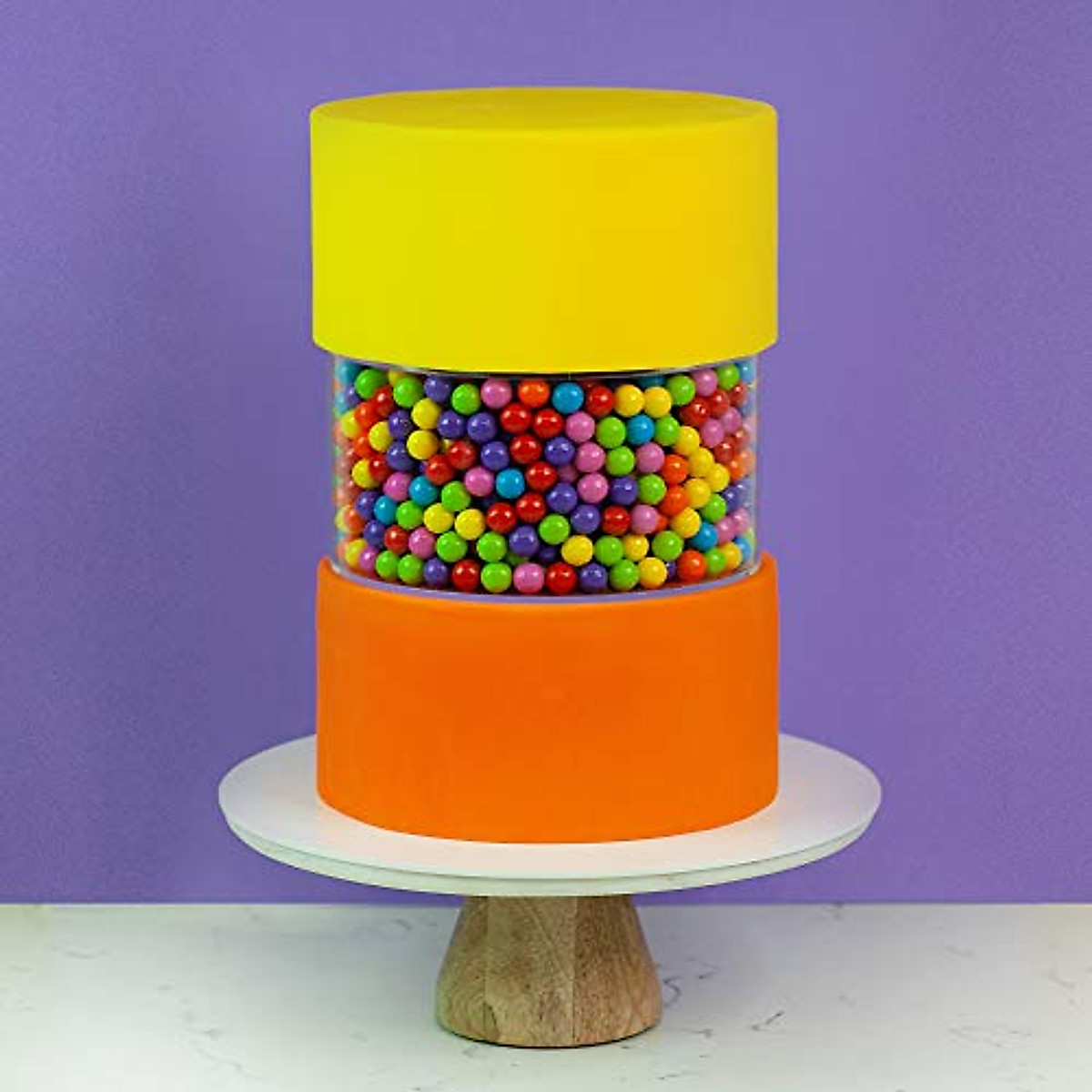 Lacupella Acrylic Fillable Cake Pillar Stand, Raiser and Enhancer Display Wedding Centerpiece - Decoration with Flowers, LED, Donuts, Sand, Water and More (8 in Diameter 4 in High)