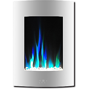 Cambridge 19.5" Curved Vertical Color Changing Wall Mount Electric Fireplace with Crystal LED Display, Remote