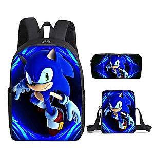 Sonic backpack - Fashion Cartoon Backpack Cute Print Backpack Travel Daypack Laptop Backpack - Hedgehog Backpack