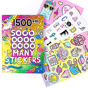 Just My Style 1500+ Stickers, Kawaii Y2K Sticker Book with Positivity Quotes, Sweet Treats, Unicorns, Fun Craft Stickers, for Girls Kids Teens Adults