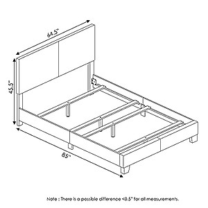 FURINNO Pessac PU Leather Upholstered Platform, Queen, Black