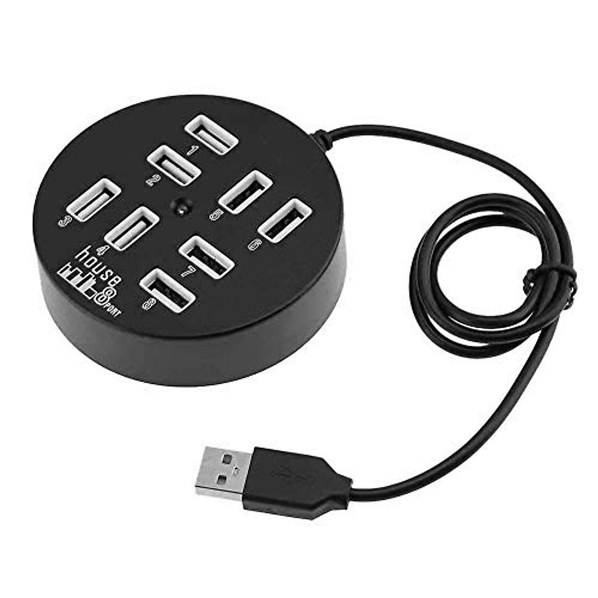 KDL TECH USB Hub 8 Ports Box Data Transmission Round Hub Multi-USB Splitter & Charge for Devices Faster for Mobile Phone, USB Flash Disk, PC, Tablet (Black)