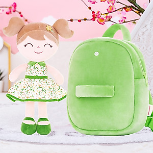 Gloveleya Kids Backpack Toddler Backpack Soft Plush Flower Fairy Girls Doll Backpack Green 9"
