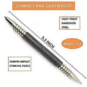 WHLLING 1/16″Dual Head Nail Setter and 3/16″Center Punch, 3500 PSI Striking Force Counter Punch Spring Nail Set