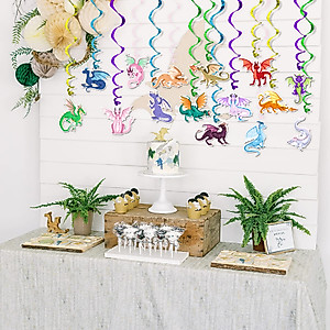 Dragon Hanging Swirls Decorations 30Pack Magical Party Supplies Decorations Ceiling Decorations for kids Boys Children’s Party Decor
