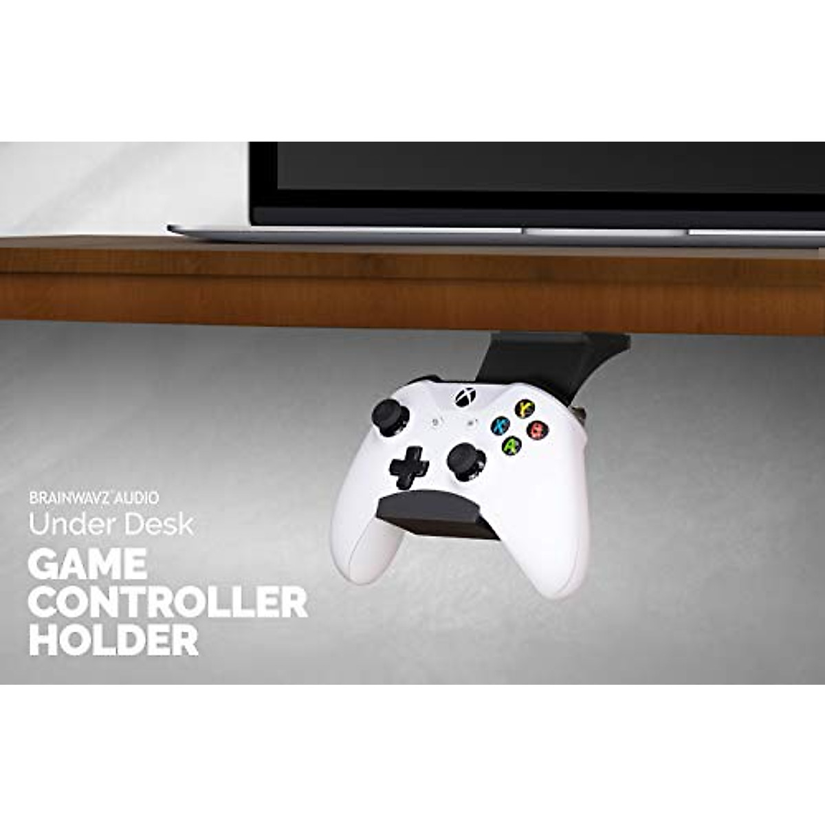 BRAINWAVZ Gamepad Under The Desk Mount Holder Hanger for XBOX One, Switch, PS4, PC, Steam, Steelseries & Most Game Controllers, No screws, VHB Tape (Black, Improved Adheasion Nov2019)