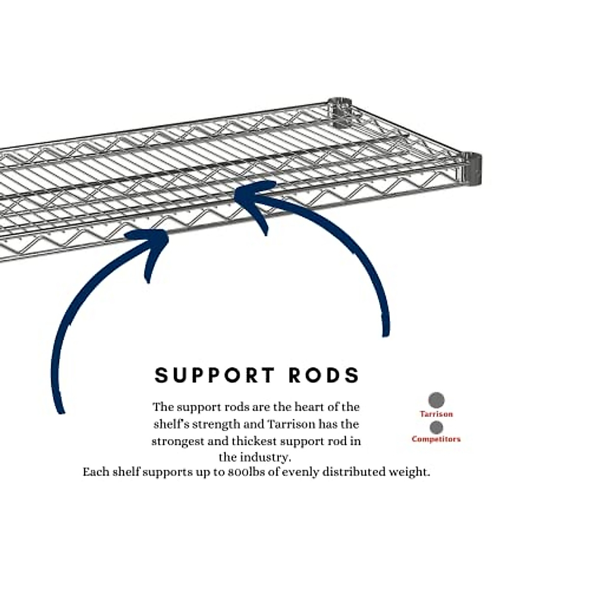 Tarrison 4-Shelf Adjustable, Heavy Duty Storage Shelving Unit, Stainless Steel Wire Rack, Chrome Finish, Silver (24L x 24W x 74H)
