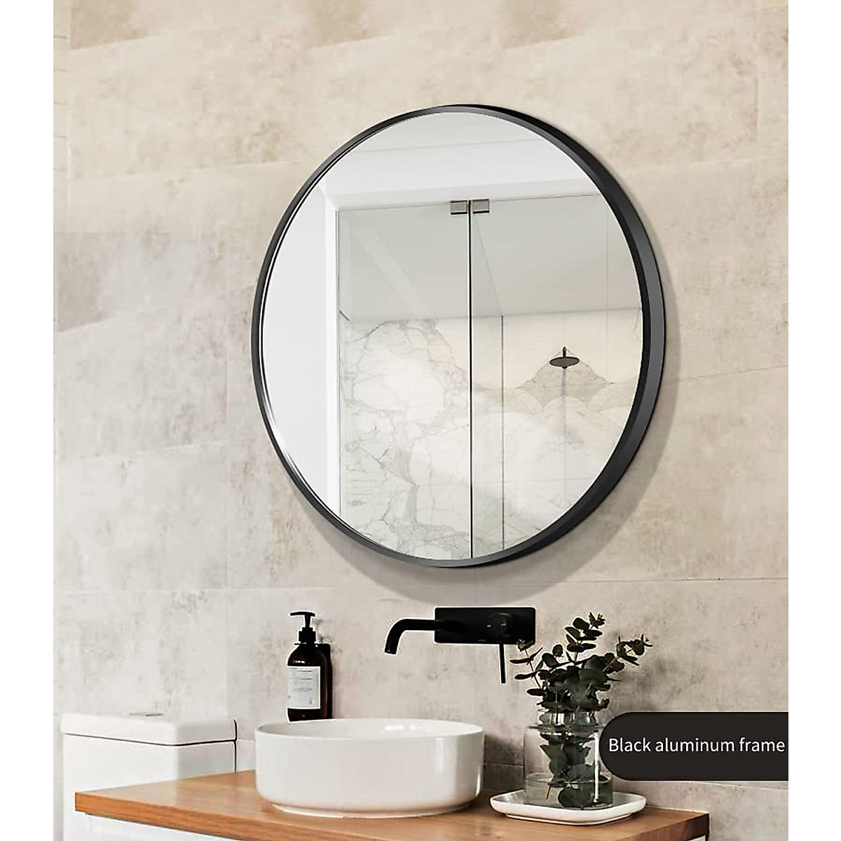 Wenhuiyang Round Mirror 20 Inch, Large Round Mirror Black Frame, Circle Mirror 20 Inch, Circular Wall Mirrors for Dining Room, Living Room, Bathroom, Entryway.
