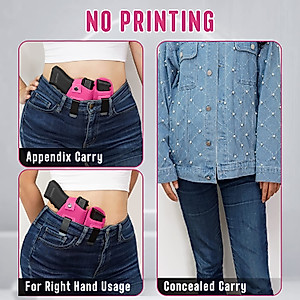 PODFAN Universal Gun Holsters for Men/Women,IWB 9mm Pistols Holster Right Left Handed,Concealed Carry,Fits S&W M&P Shield Glock 9/40 P320 17 19 26 27 42 43,Similar Handguns (Pink-Right Hand)