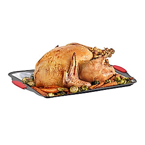 NBFTLTOP Baking Pan for Oven Non-Stick Baking Sheet Set of 4 w/Silicone Handles,Carbon Steel Baking Tray