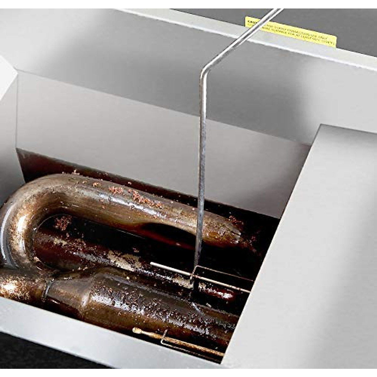 FryOilSaver Co, 25” Deep Fryer Cleanout Rod, Break Up Hardened Oil, Clean Clogged Fryer Drain, Fryer Poker Rod, Angled Shape, Stainless Steel Fryer Cleaning Tool, Declogger Goofer Rod