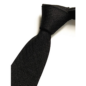 Ctskyte Men Skinny Black Silk Wool Ties Cotton Timeless Matte Texture Neckties for Groom