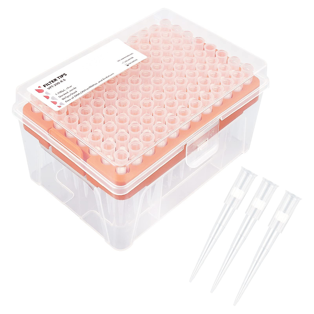 Filtered Pipette Tips, Universal Filtering Pipette Tips, DNse/RNase Free (10 Racks,960 Tips) (1-200ul)