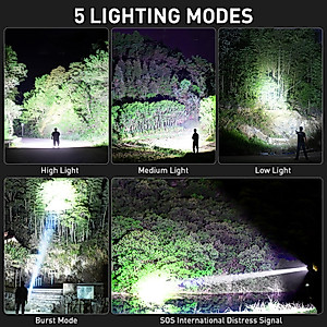 Lylting Rechargeable Flashlights High Lumens, 900,000 Lumens Super Bright Led Flashlight with 5 Modes, Waterproof Flash Light Multifunctional Flashlights for Camping Emergencies