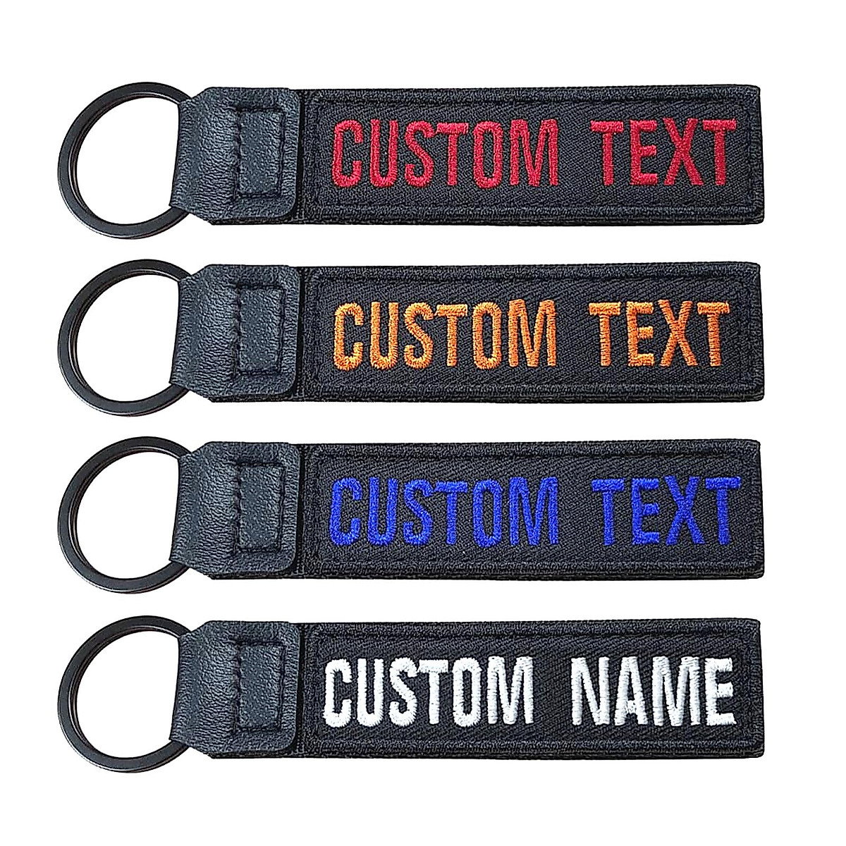 Personalized Keychain, Custom Embroidery Any Text Keychain, Key Ring Accessories suitable for Men's gift Motorcycle Car Scooter Black