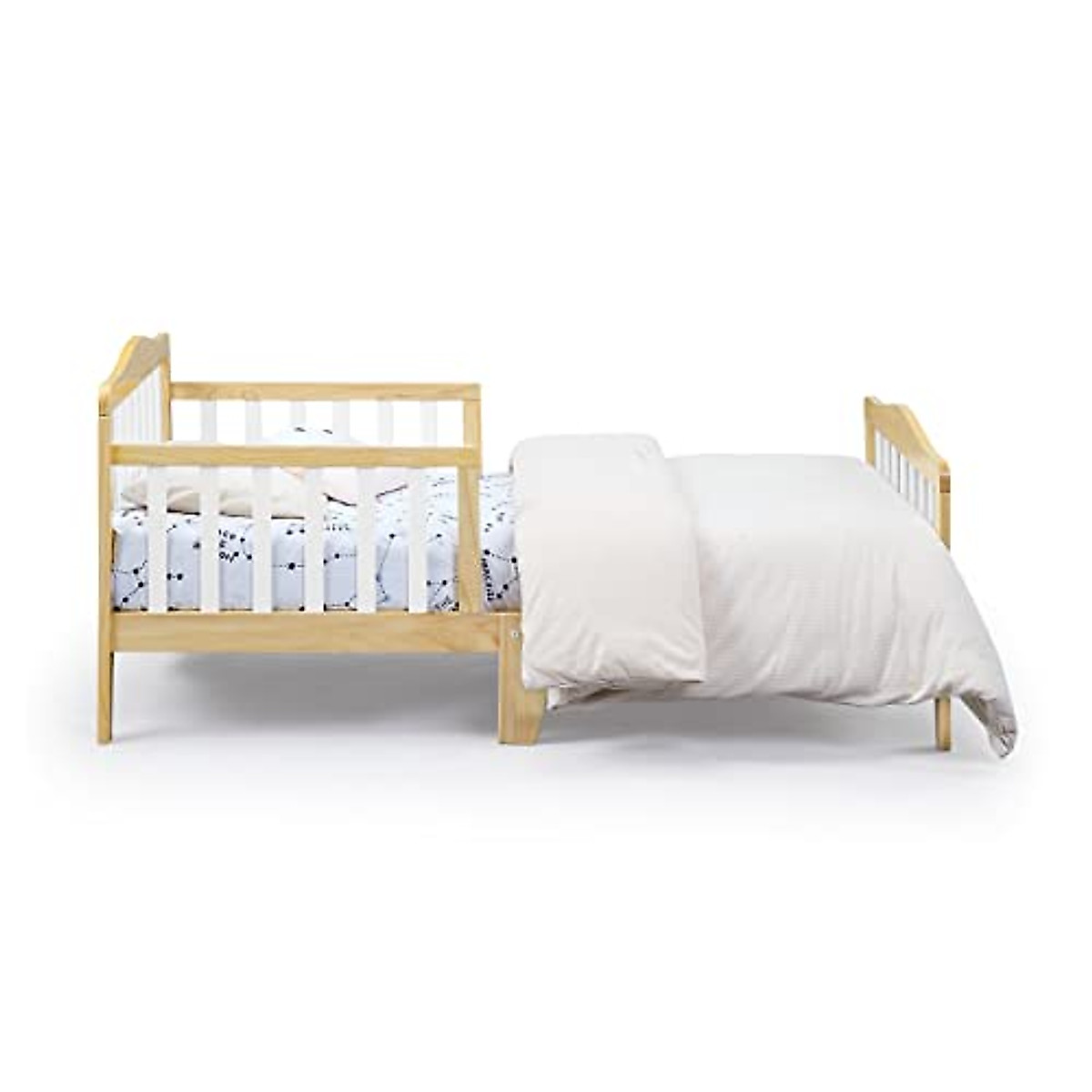 Olive and Opie Twain Toddler Bed in Natural and White