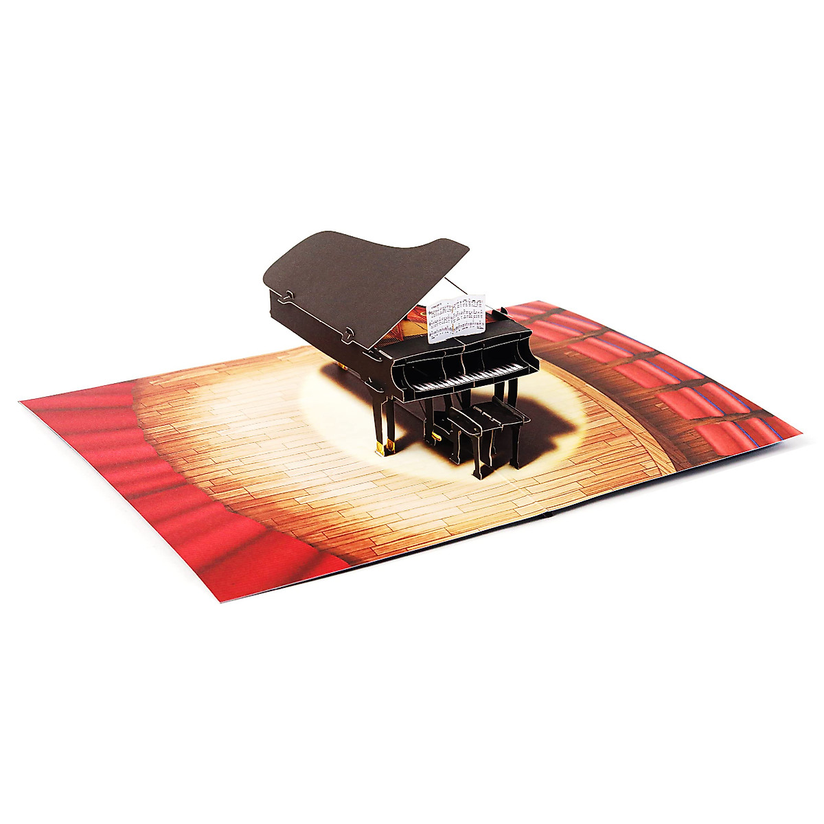 Liif Grand Piano Pop-Up Card, Thank You, 8 in x 6 in, Laser Cut and Hand Assembled, Satisfaction Guarantee