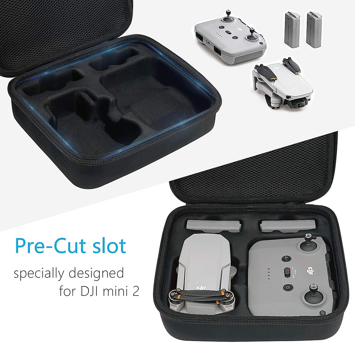 SKYWARDTEL Carrying Case for DJI Mini 2/Mini 4K Drone Case Hard Shell Storage Bag Compatible with DJI Mini 2 Drone and Other Accessories with Propeller Protectors and Control Stick Cove