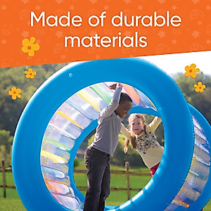 HearthSong Roll With It! Giant Inflatable Colorful Rolling Wheel for Active Outdoor Play, 45" Diam., Holds up to 200 Lbs.
