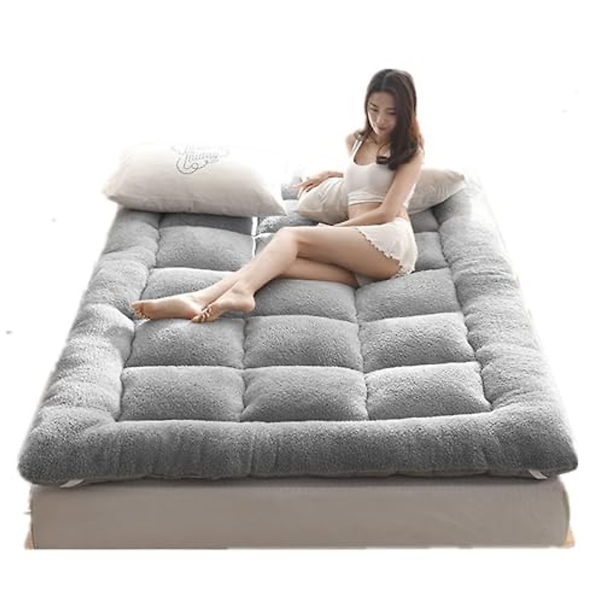 Extra Thick Futon Mattress Traditional,Thicken Tatami Mat Sleeping Pad Foldable Roll Up Mattress Dormitory Mattress Pad Floor Lounger Pillow Bed(A3,180x200cm)